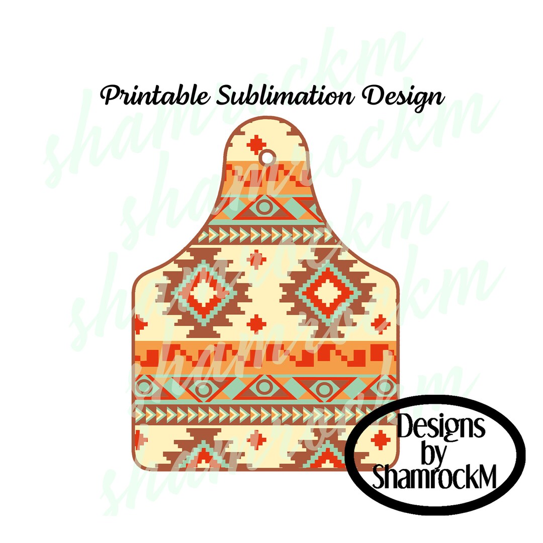 Printable Sublimation Design | Cow Ear Tag | Aztec | Png Image ...