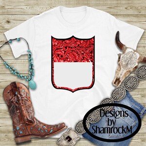 Printable Sublimation Design, Rodeo Back Number in Red Tooled Leather ...