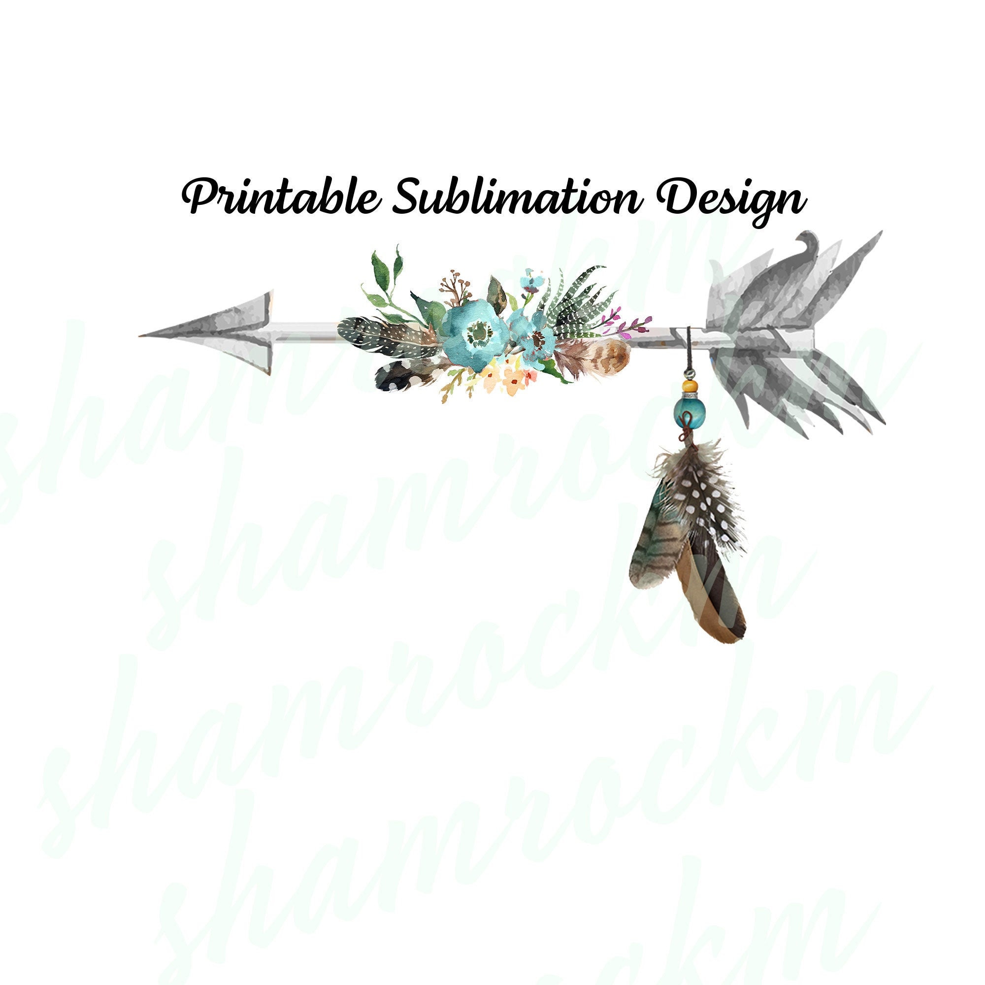Printable Sublimation Design Boho Arrow With Feathers - Etsy