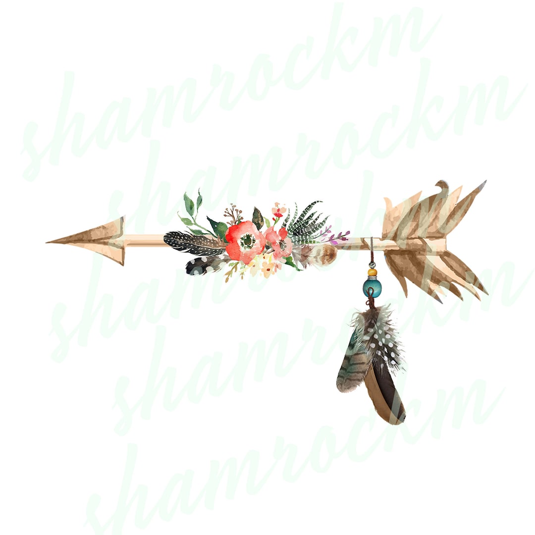 Printable Sublimation Design, Boho Arrow With Feathers, Png Images With ...