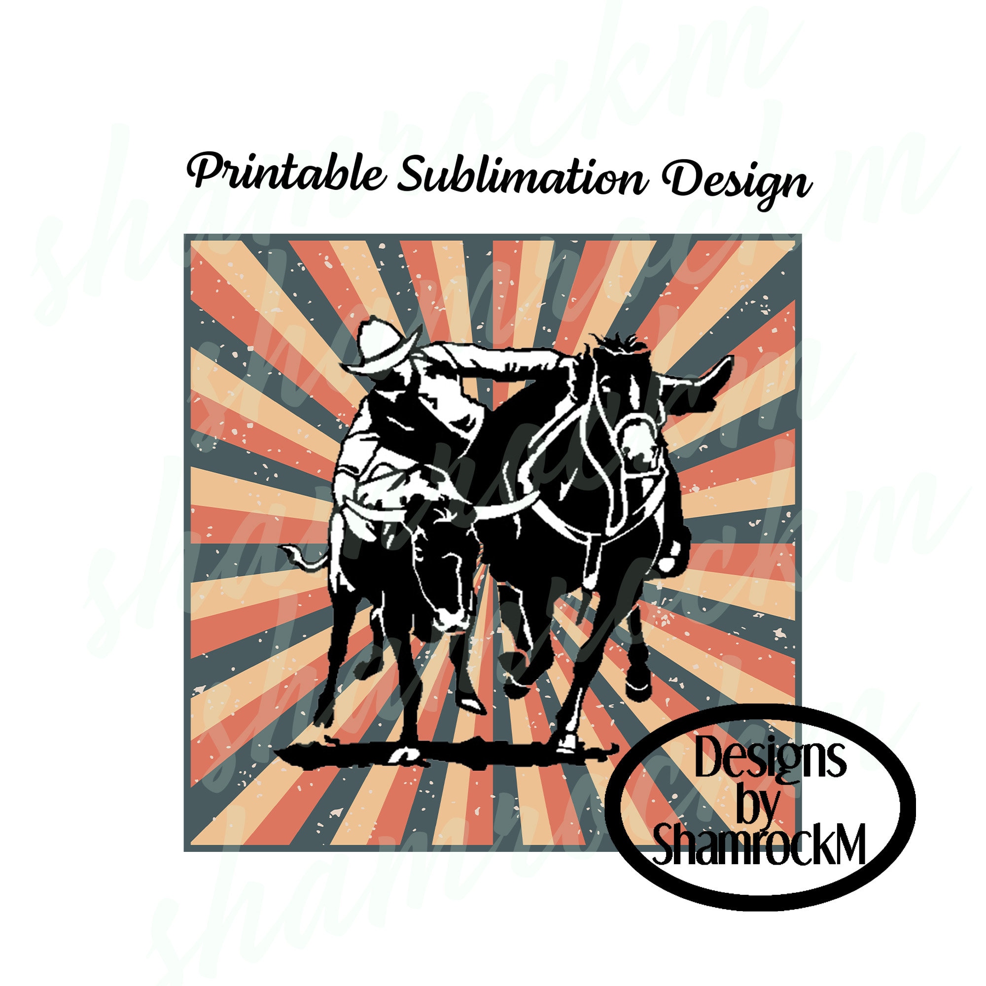 Steer Wrestling Silhouette