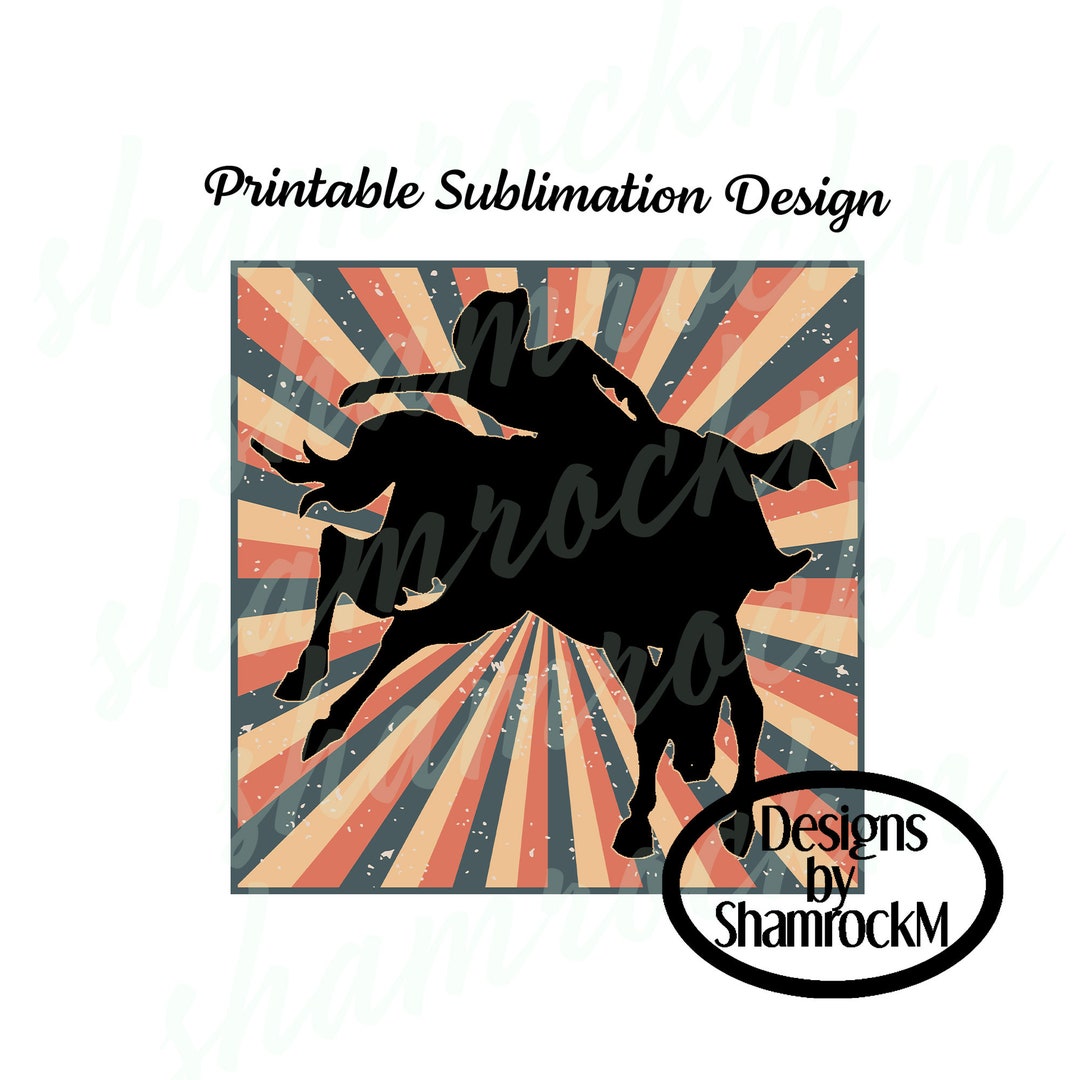 Printable Sublimation Design Bareback Rider Retro Grunge Png Image ...