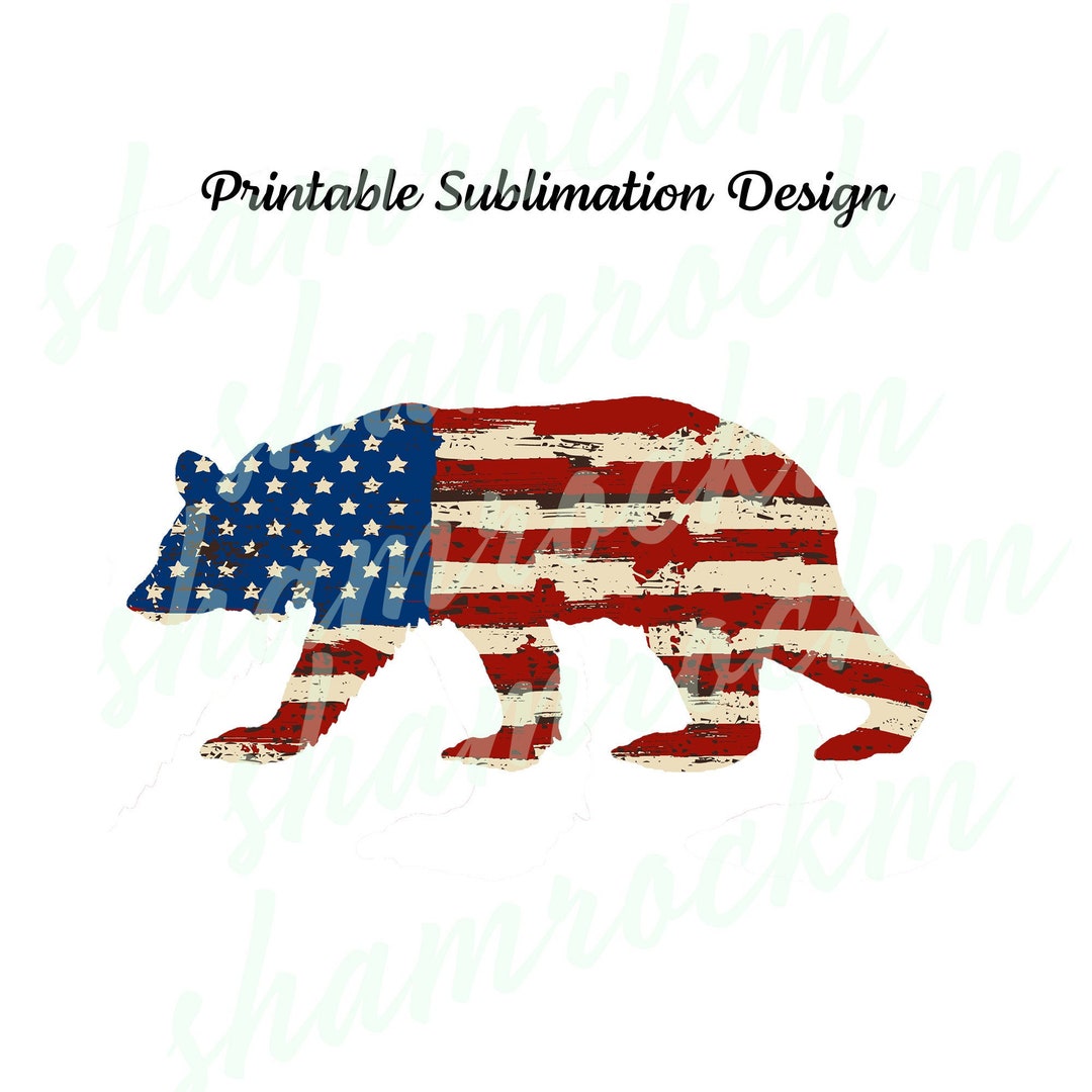 Printable Sublimation Design, Bear Flag, Png Images With Transparent ...