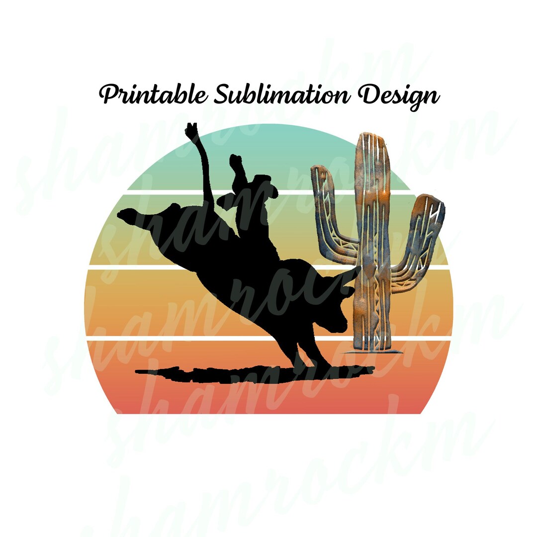 Printable Sublimation Design | Pastel Sunset Bull Rider | Png Images ...