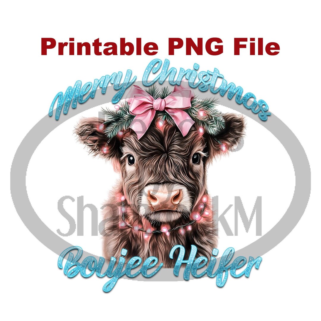 Printable Sublimation Design, Merry Christmas Boujee Heifer in Pink ...
