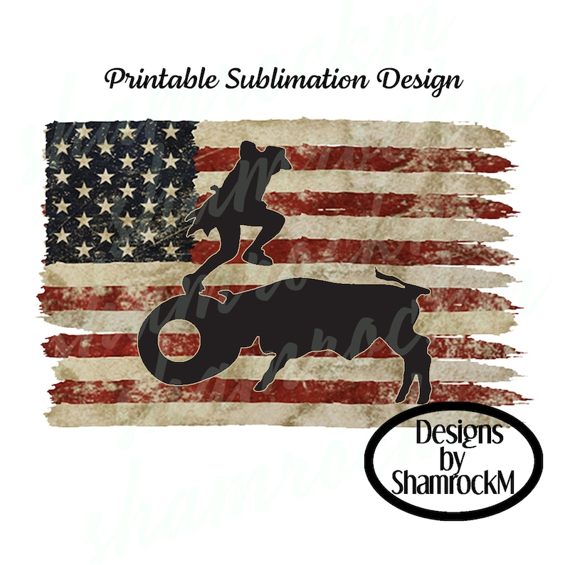Printable Sublimation Design Weathered Flag With Bull - Etsy