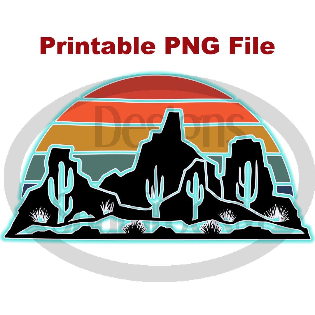 Printable Digital File | Neon Desert Sunset | Png Image Transparent ...