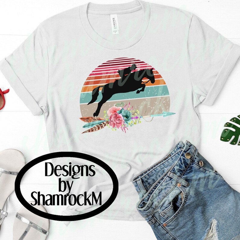 Printable Sublimation Design Vintage Sunset Hunter Jumper - Etsy