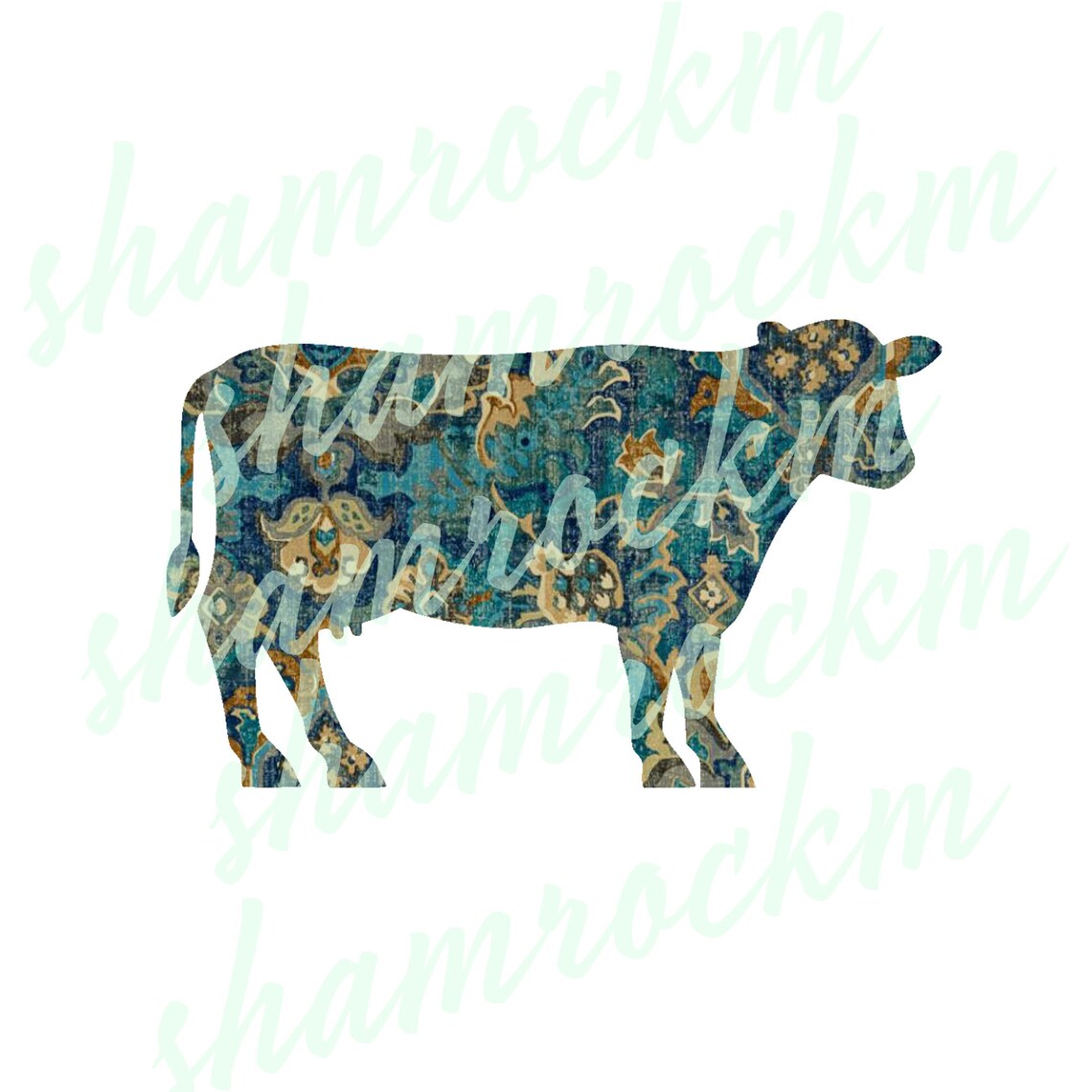 Digital Download Clipart Cow Silhouette Floral and Paisley | Etsy