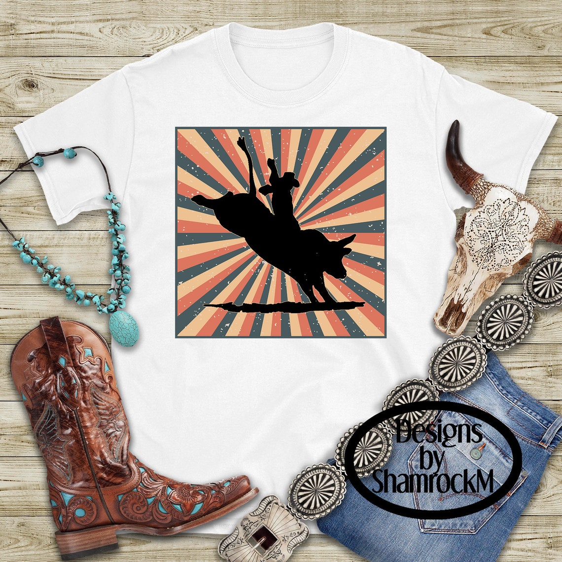 Printable Sublimation Design Bull Rider Retro Grunge Png - Etsy