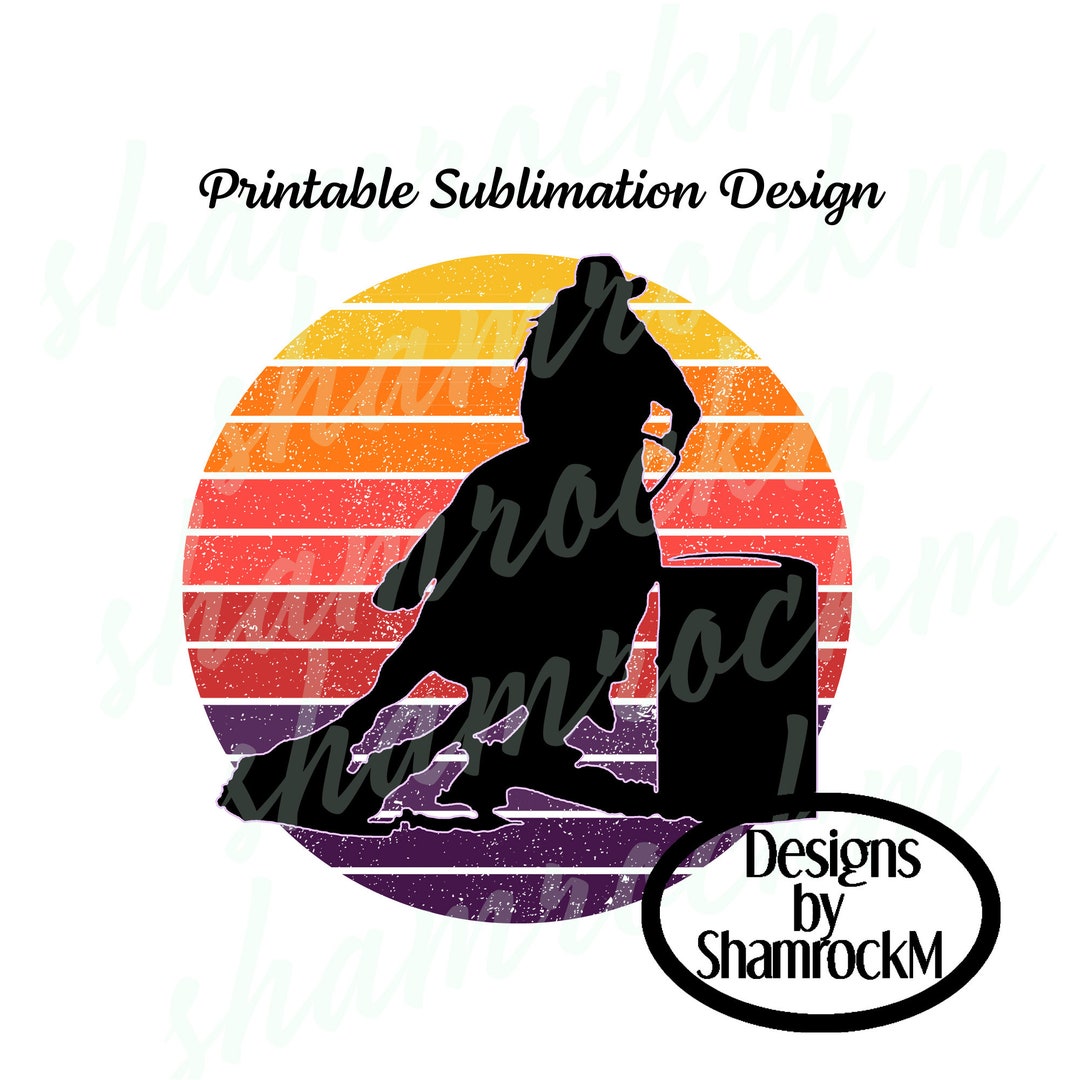 Printable Sublimation Design | Vintage Sunset With Barrel Racer | Png ...