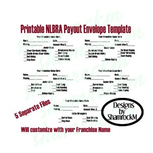 Printable Envelope Template for NLBRA Payout - Etsy