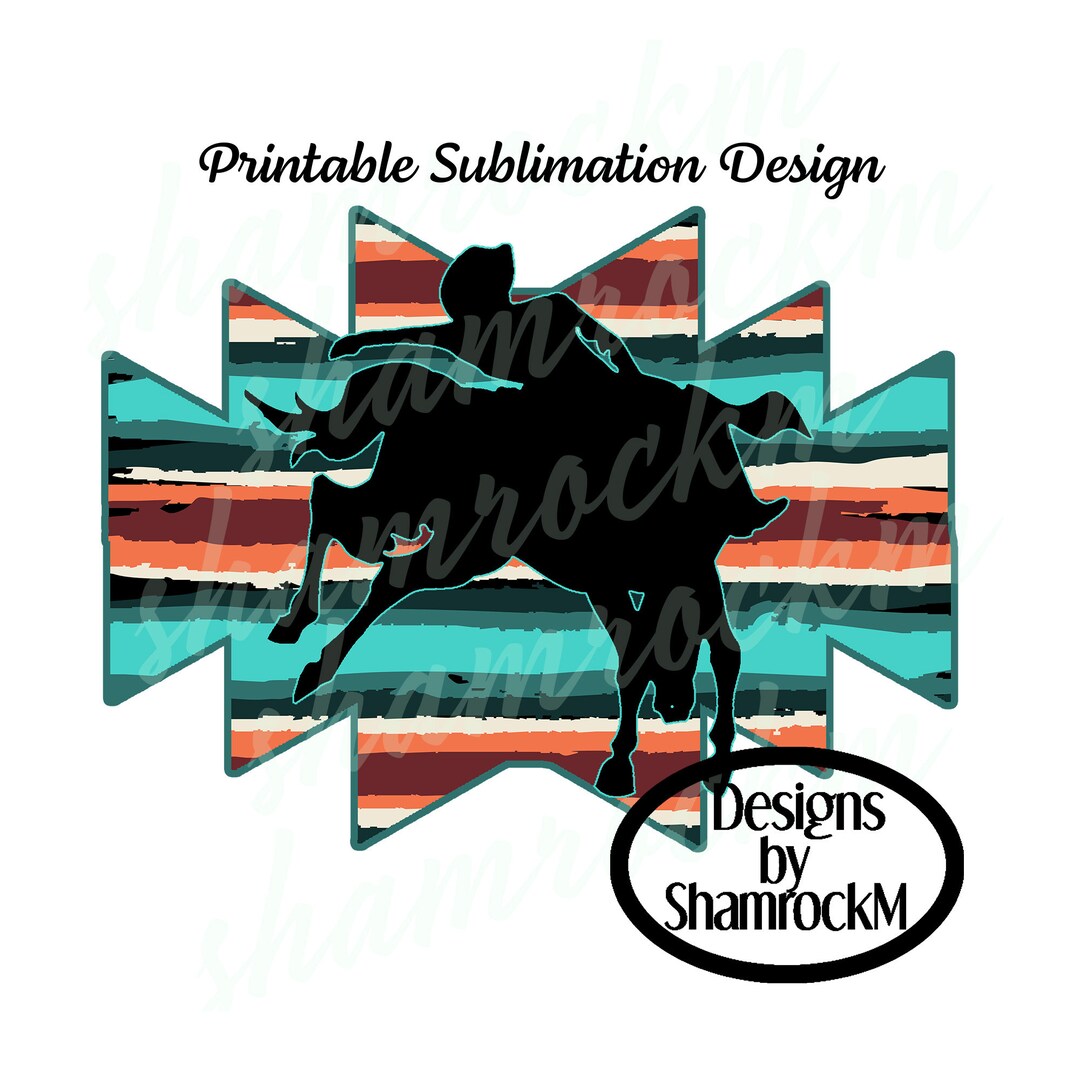 Printable Sublimation Design | Bareback Rider on Aztec Serape | Png ...