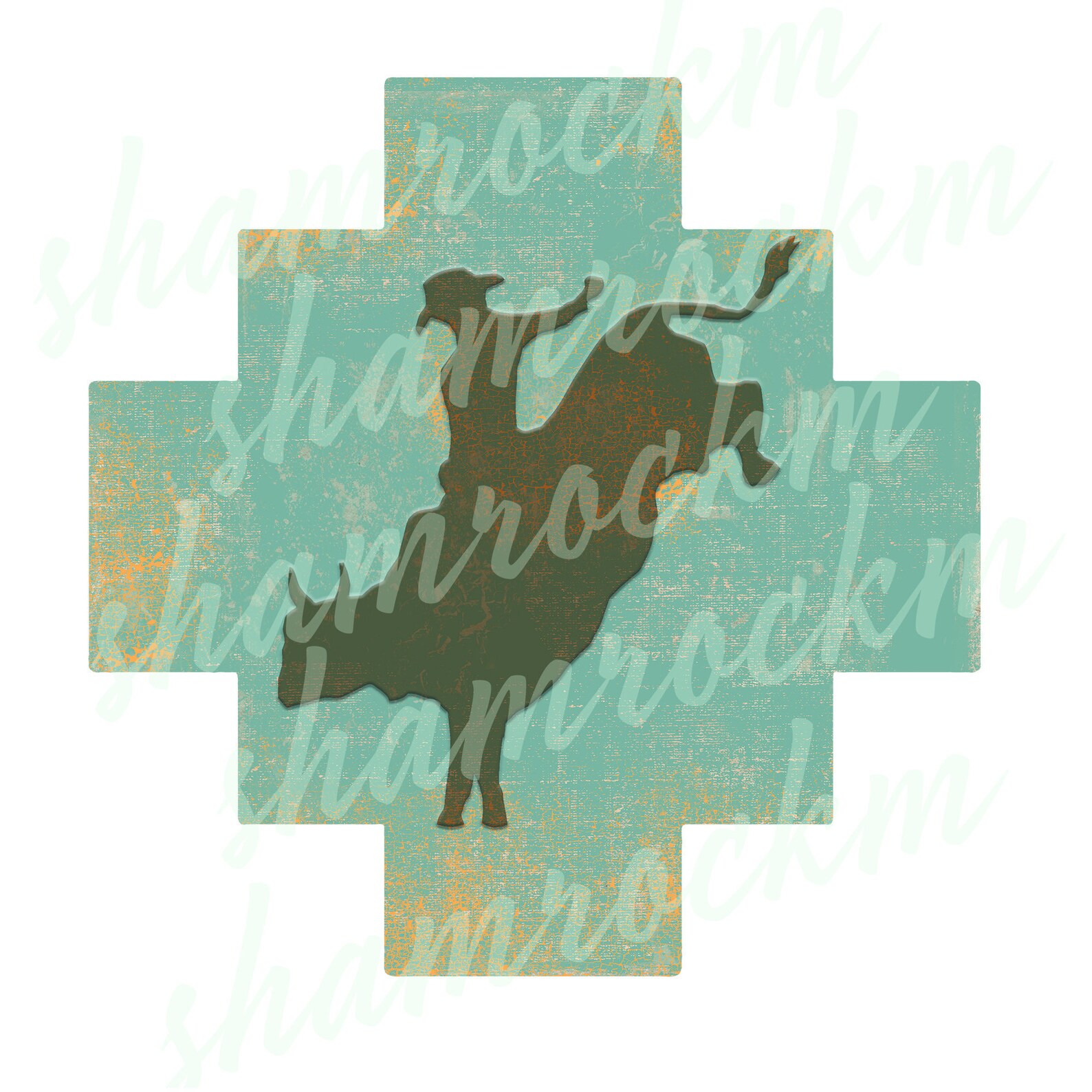 Bull Rider in Vintage Green Png Images With Transparent | Etsy