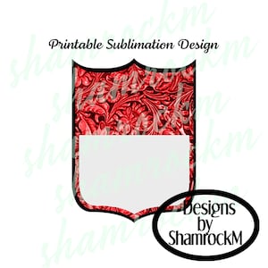 Printable Sublimation Design, Rodeo Back Number in Red Tooled Leather ...