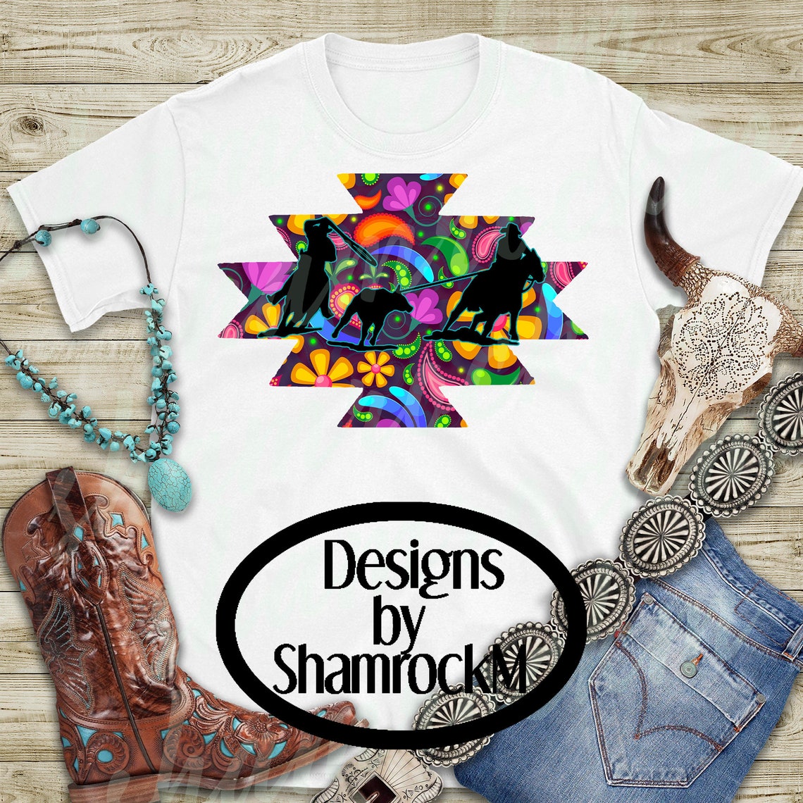 Printable Sublimation Design Team Roper Paisley Aztec - Etsy