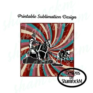 Printable Sublimation Design Calf Roper Retro Grunge Png Image ...