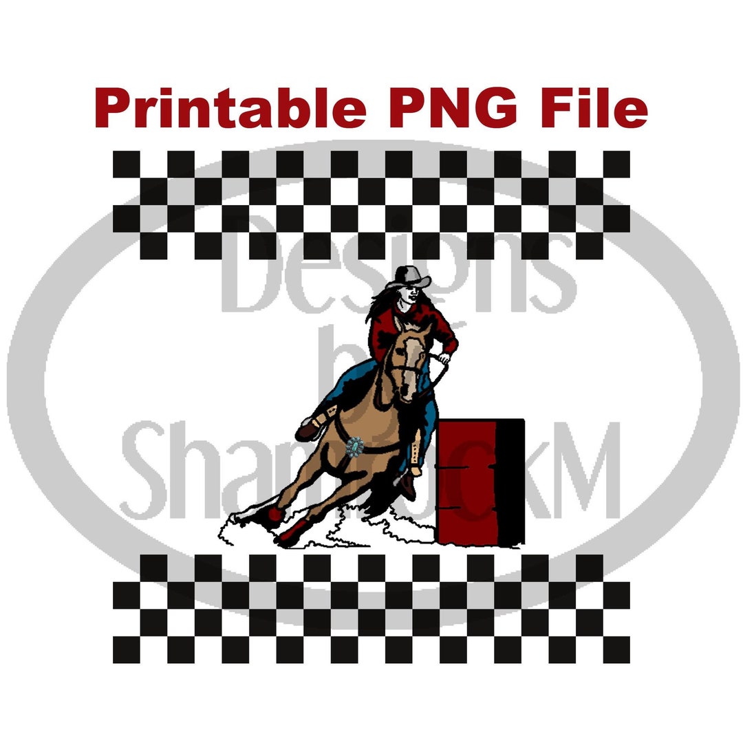 Printable Digital File | Barrel Racer With Checkerboard Border | Png ...
