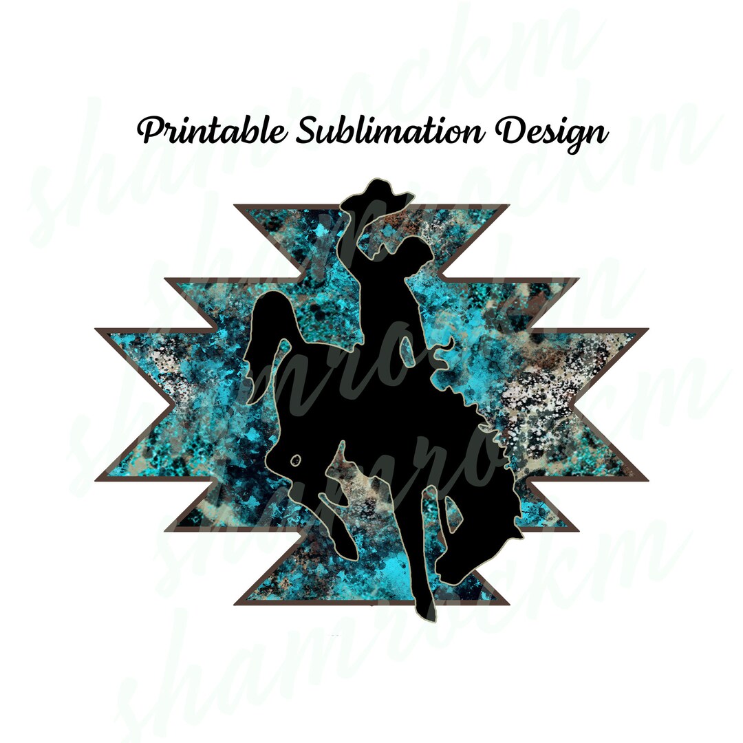 Printable Sublimation Design | Bronc Rider on Aztec Grunge | Png Image ...