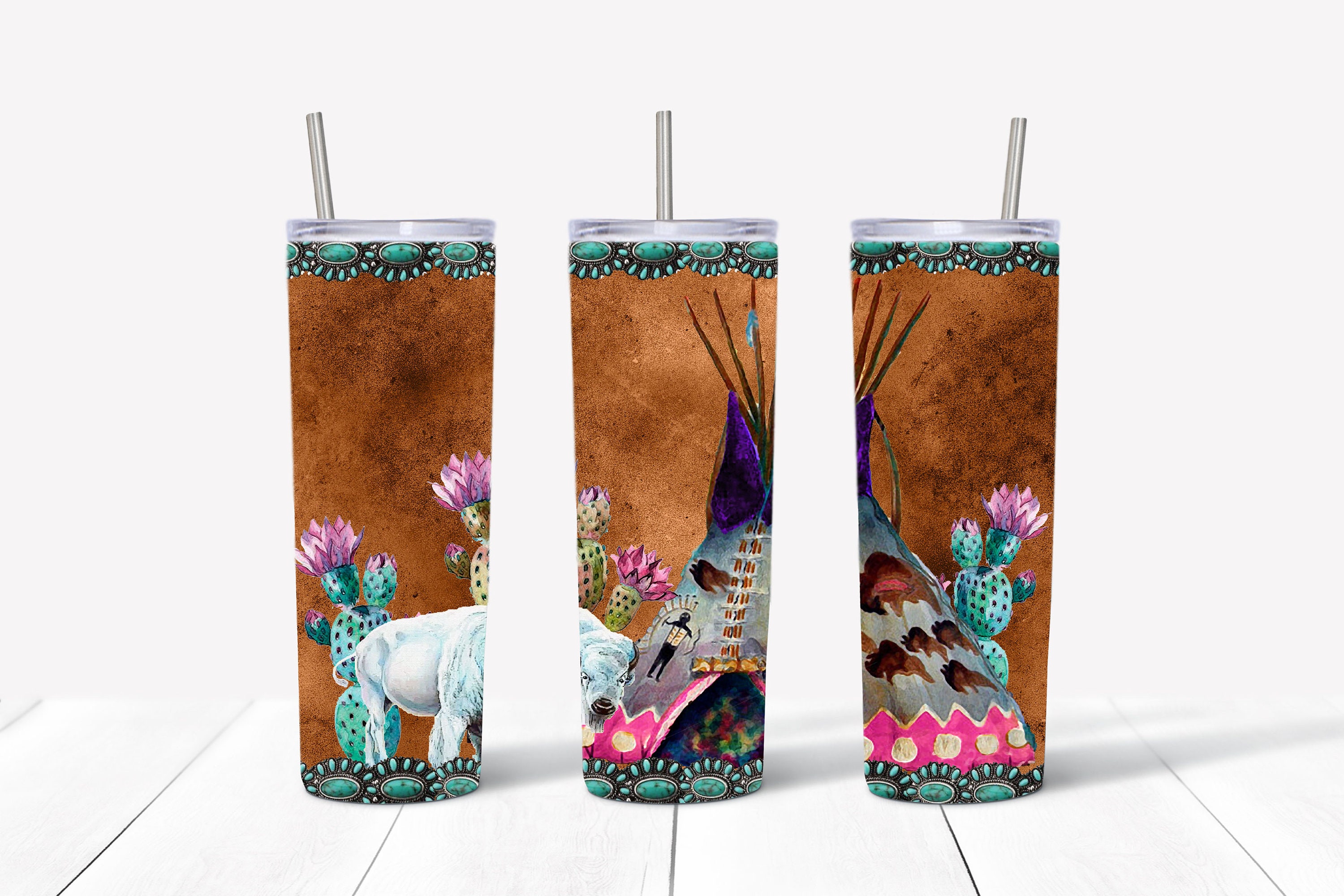 Printable Sublimation Design Skinny Tumbler Turquoise Tipi - Etsy