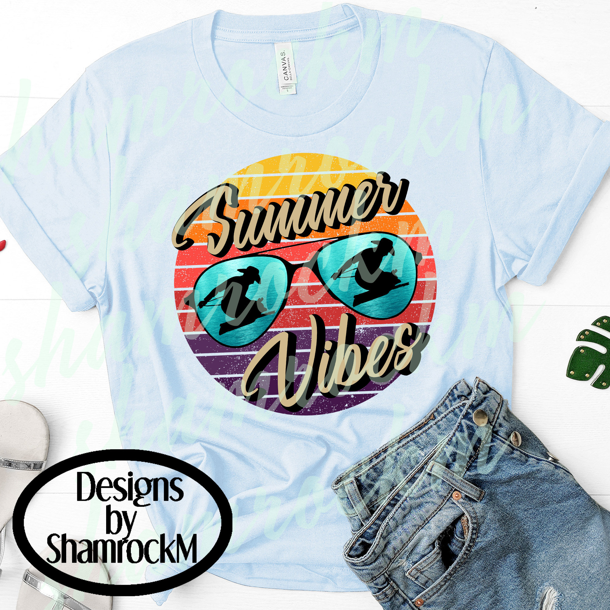 Printable Sublimation Design Summer Vibes Retro Sunset | Etsy