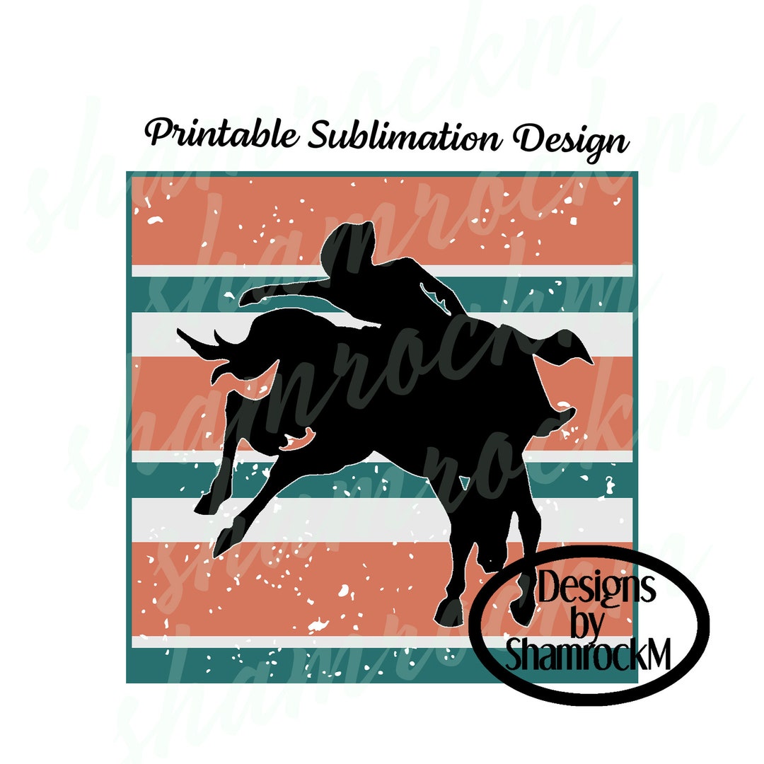 Printable Sublimation Design | Bareback Rider | Retro Grunge | Png ...