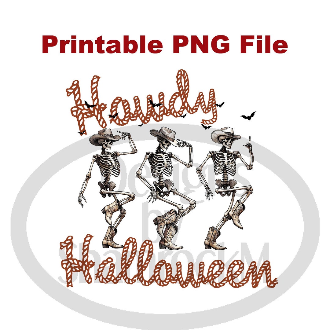 Printable Digital File | Cowboy Skeletons Howdy Halloween | Png Image ...