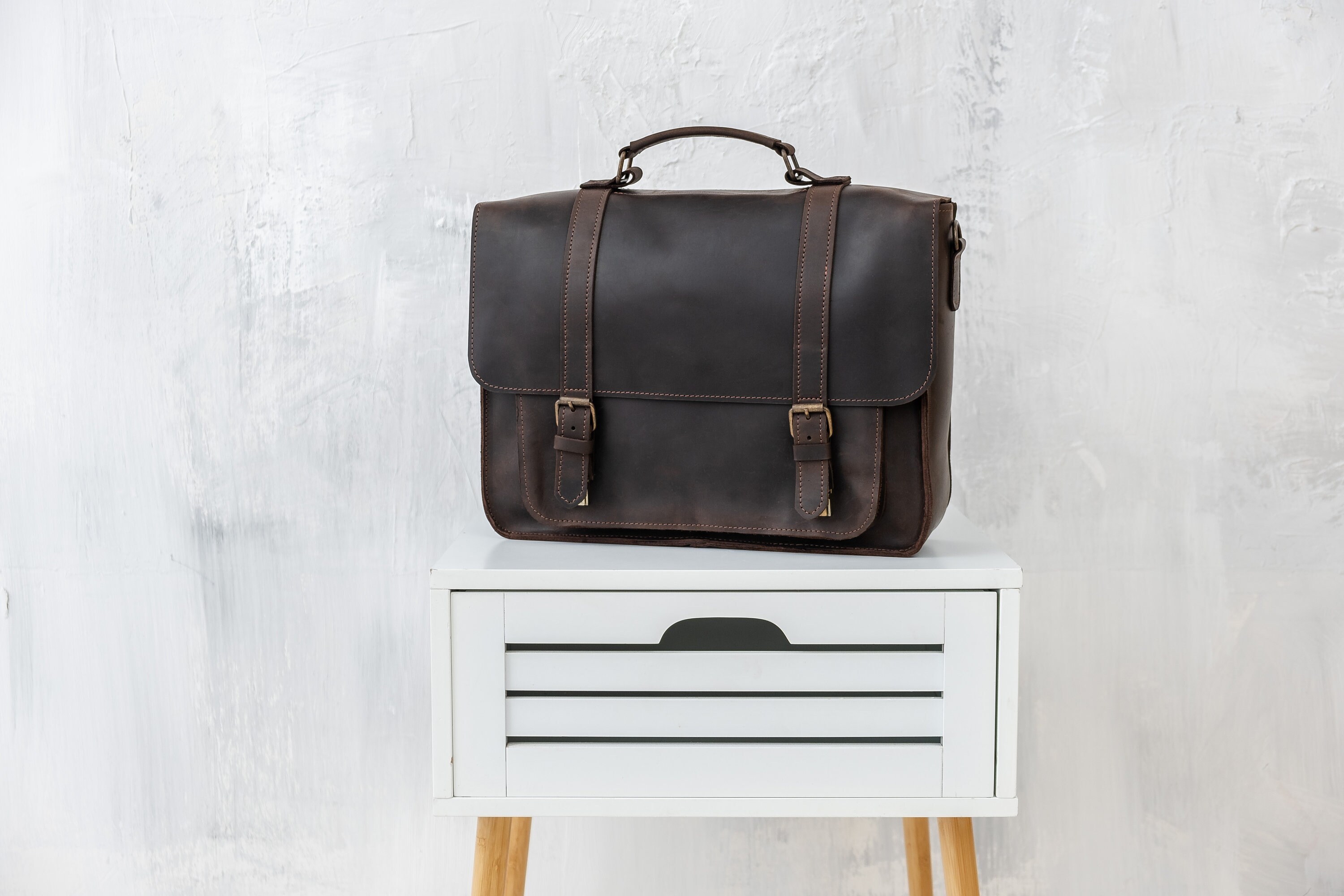 Leather Convertible Briefcase for Men. Mens Leather Briefcase - Etsy