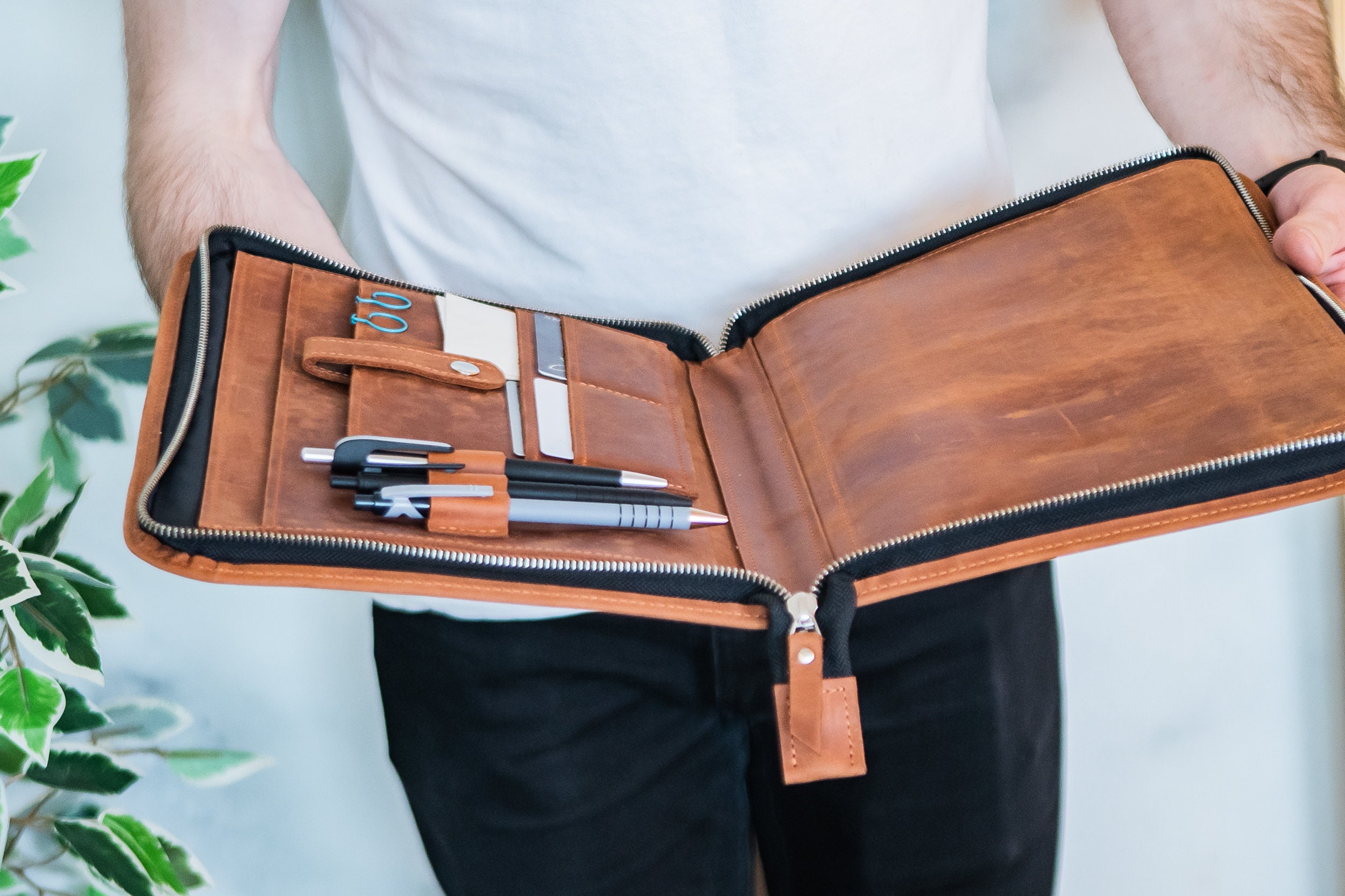 Personalized Leather Portfolio for Men Leather Folder - Etsy