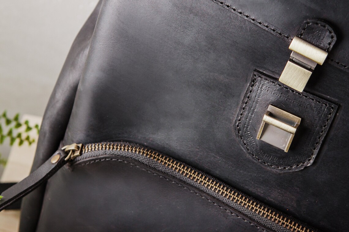 Minimalist Leather Backpacklaptop Backpack Menblack Leather - Etsy