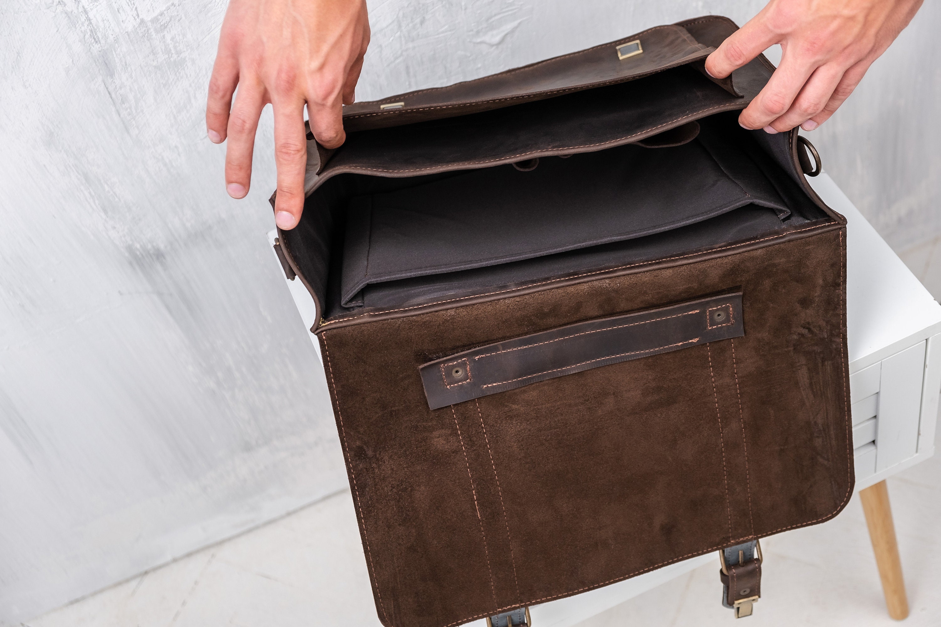 Leather Convertible Briefcase for Men. Mens Leather Briefcase - Etsy