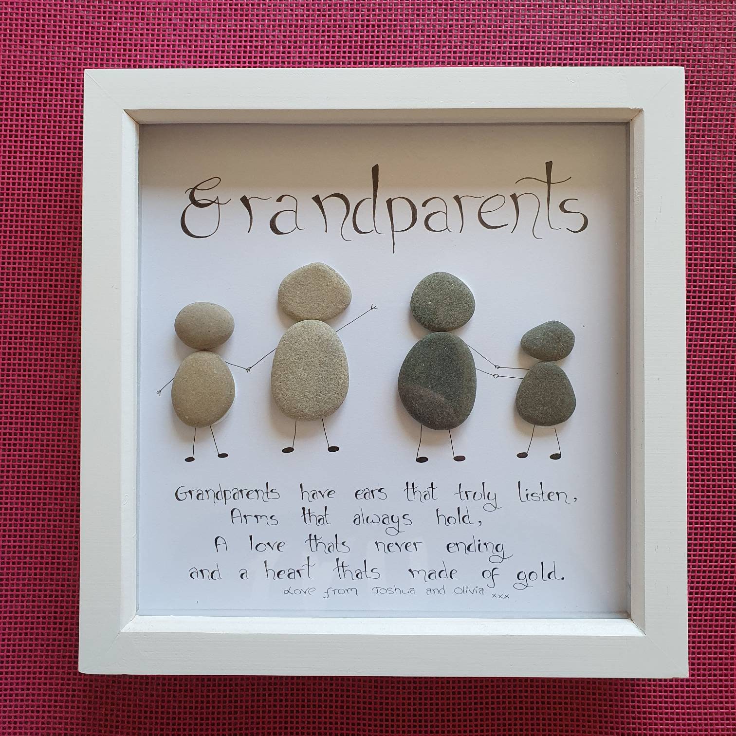 Personalised Grandparents family love large pebble art frame | Etsy