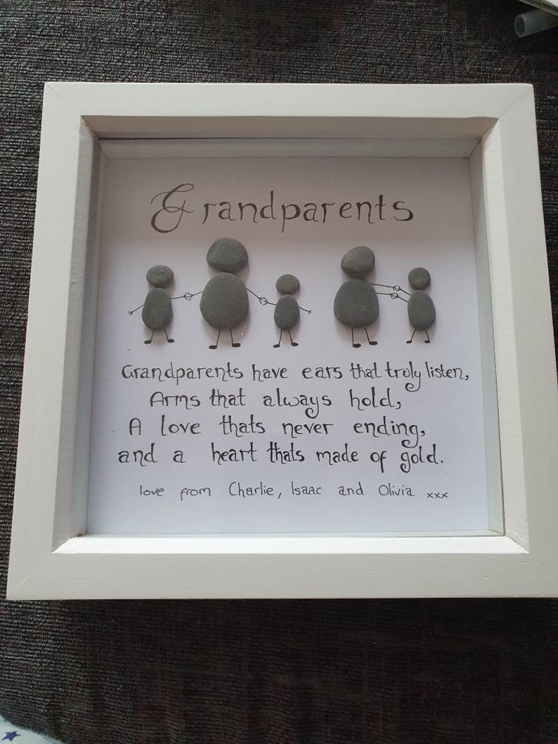 Personalised Grandparents Family Love Large Pebble Art Frame - Etsy UK