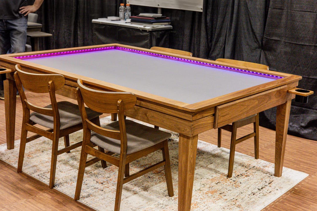 Walnut Board Game Table With Led Lights READY TO SHIP - Etsy