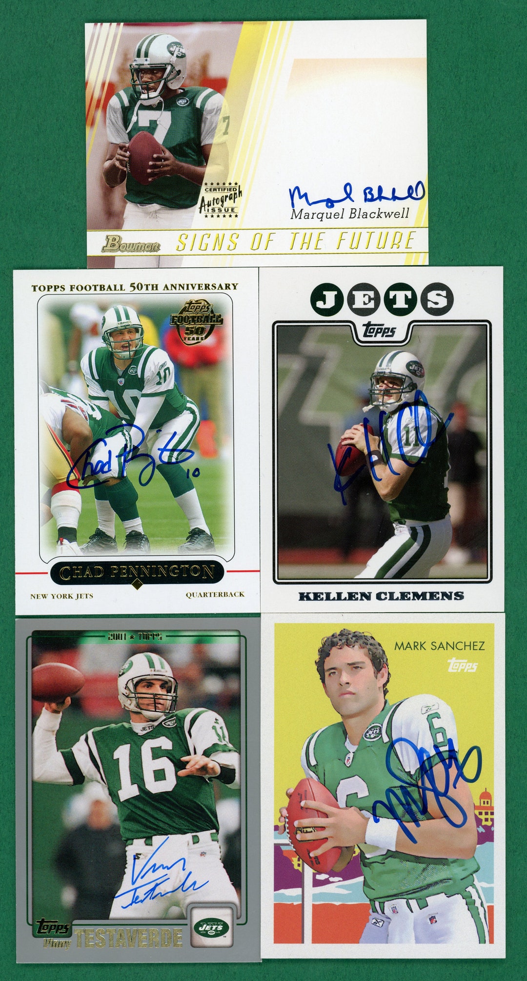 Autographed New York Jets Quarterbacks: Marquel Blackwell, Vinny ...