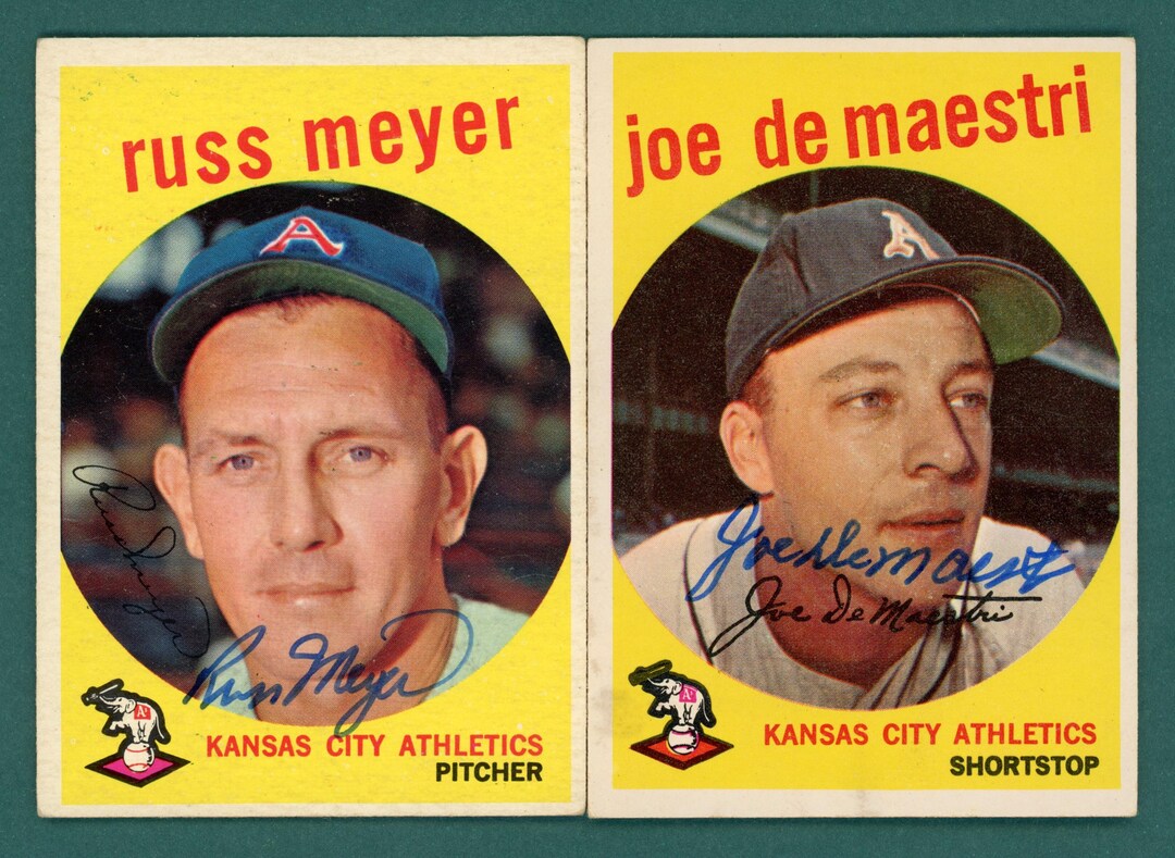 Autographed 1959 Topps Kansas City Athletics: Russ Meyer, Ned Garver ...