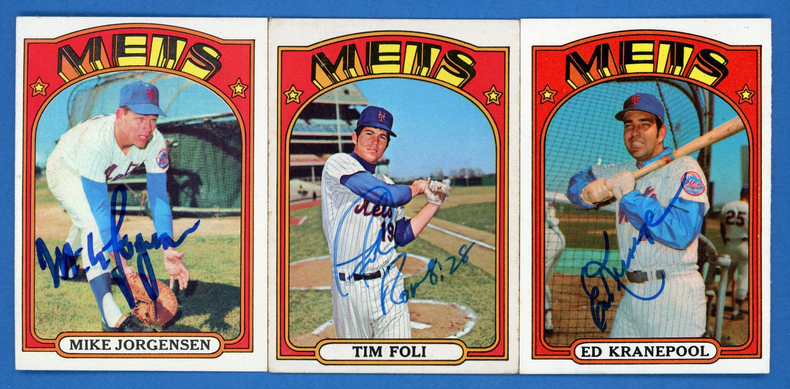 Autographed 1972 Topps New York Mets: Ed Kranepool deceased, Tim Foli, Mike Jorgensen - Etsy