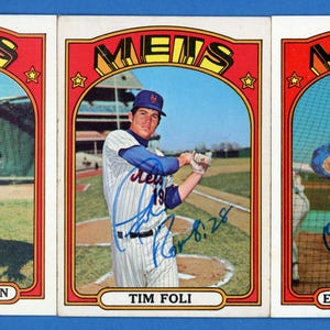 Autographed 1972 Topps New York Mets: Ed Kranepool deceased, Tim Foli ...
