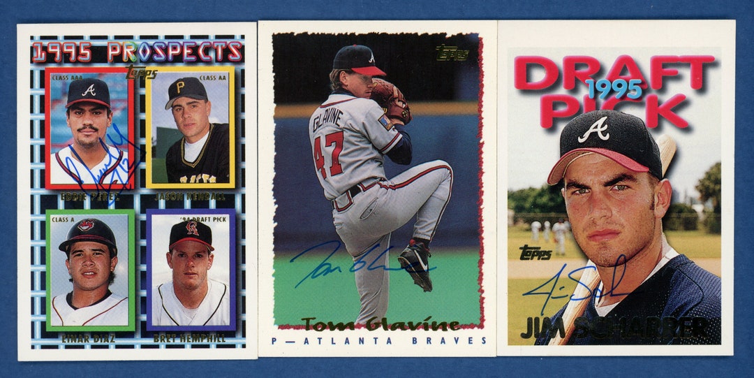Autographed 1995 Topps Atlanta Braves: Tom Glavine hall of Fame, Eddie ...