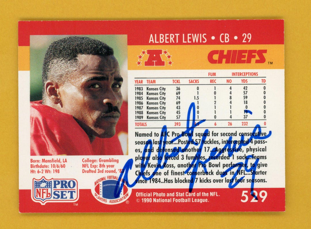 Vintage Autographed 1990 Proset Kansas City Chiefs: Deron Cherry ...