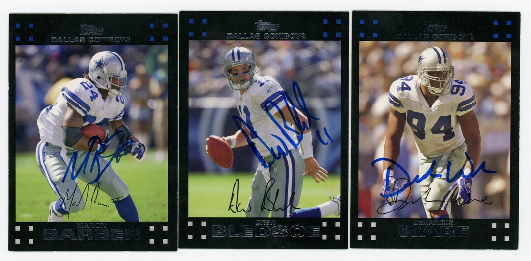 Autographed 2007 Topps Dallas Cowboys: Drew Bledsoe, Marion Barber ...
