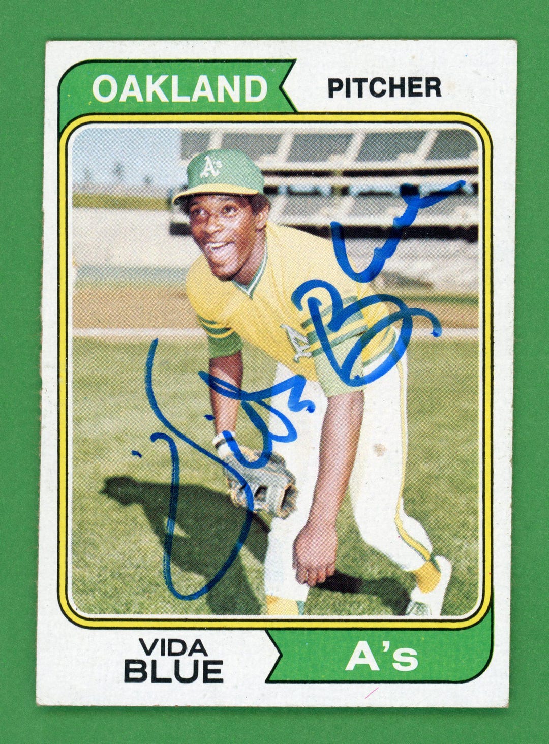 Autographed 1974 Topps Oakland A's: Vida Blue (d. 2023) and Billy ...