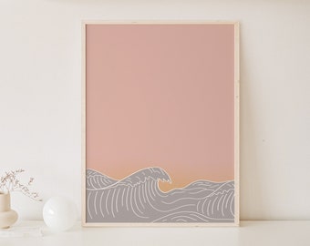 Pink Wave Art Print - Etsy