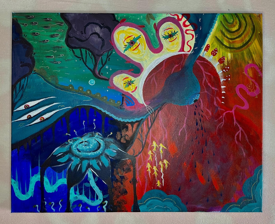 Painting of a Surrealist Wonderland - Acrylic on Canvas - Etsy