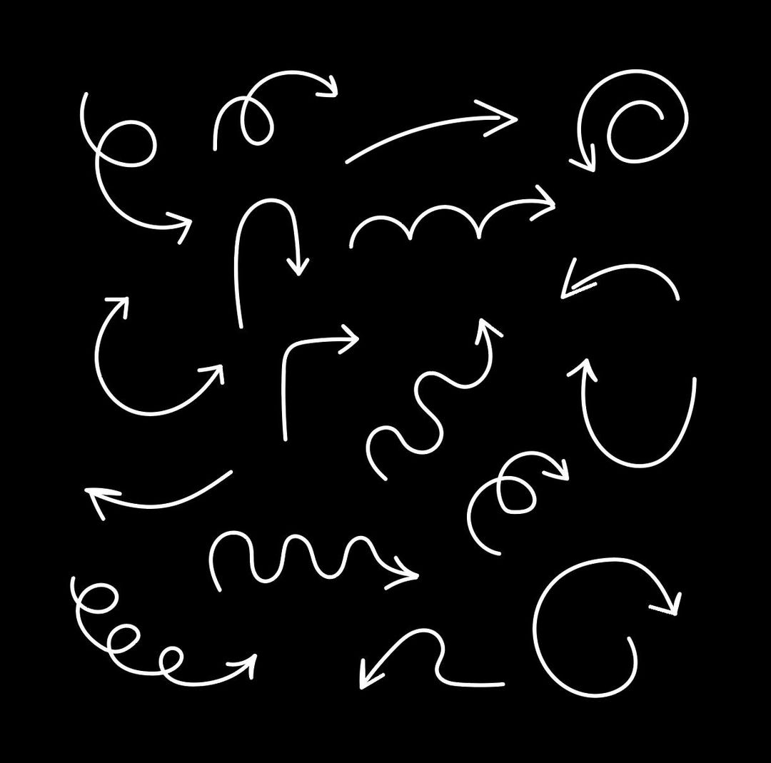 Hand-drawn Arrows Clipart – Black & White PNG Set - Etsy