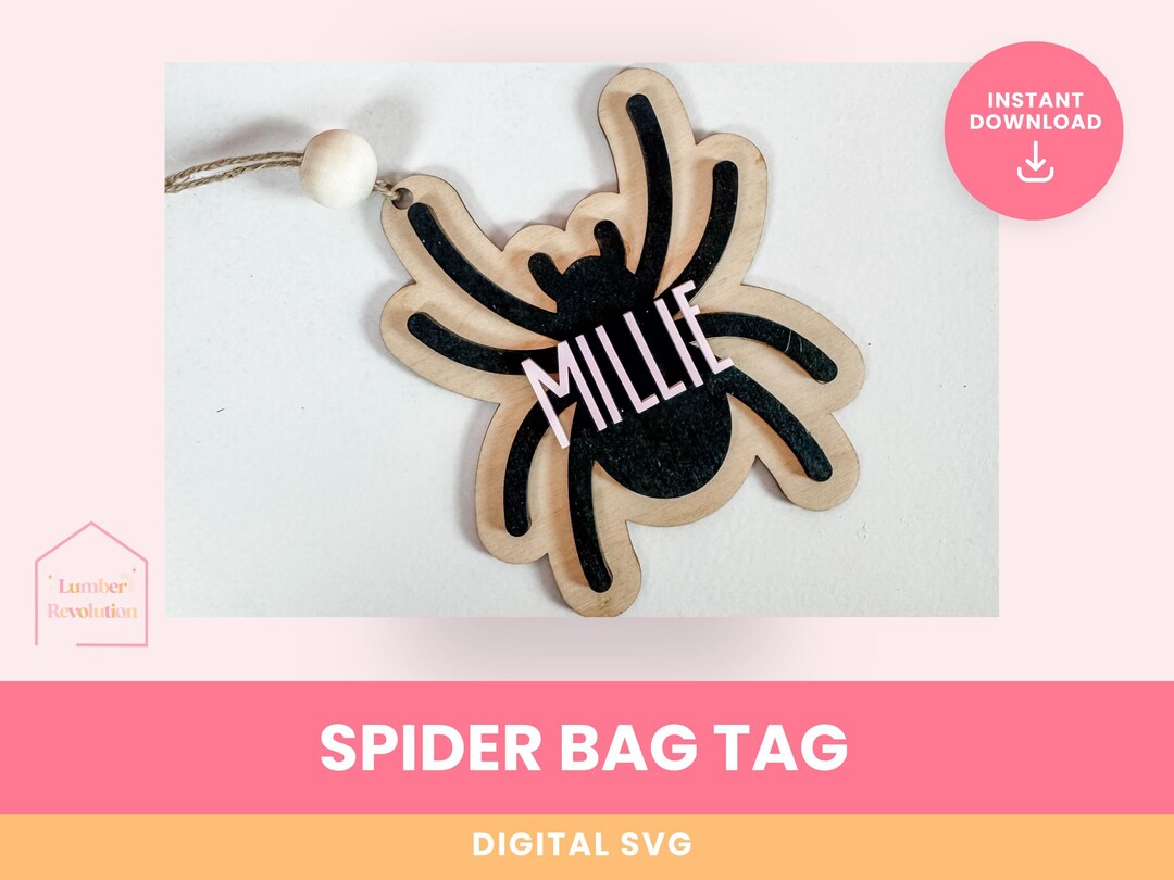 Spider Bag Tag SVG | Halloween Bag Tag Digital File | Laser Cut File ...