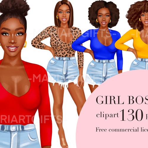 African American Clipart Afro Fashion Girl Beautiful Girly - Etsy