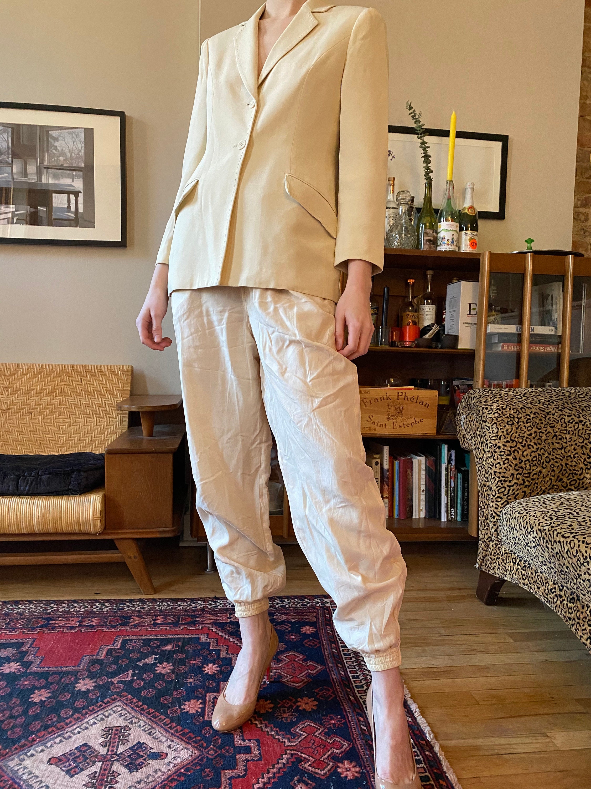 Vintage White Silk Blazer // 90s Rena Rowan Fits S //perfect - Etsy