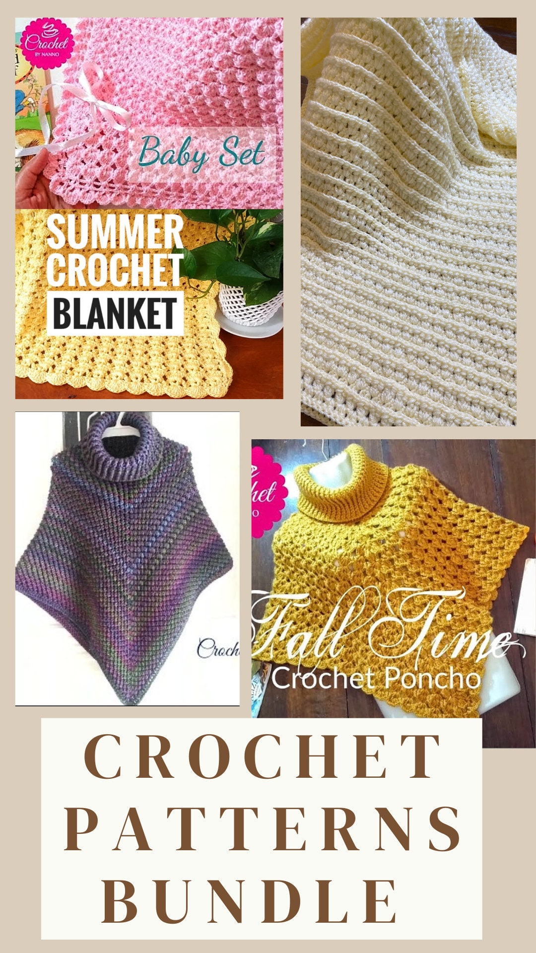 Crochet Pattern Bundle Crochet Pattern Blanket Throw Crochet Poncho ...