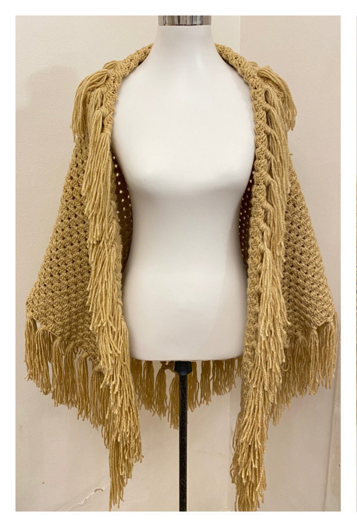 2 Crochet Patterns Boho Shawl With Collar & Fringes for Woman Wrap ...